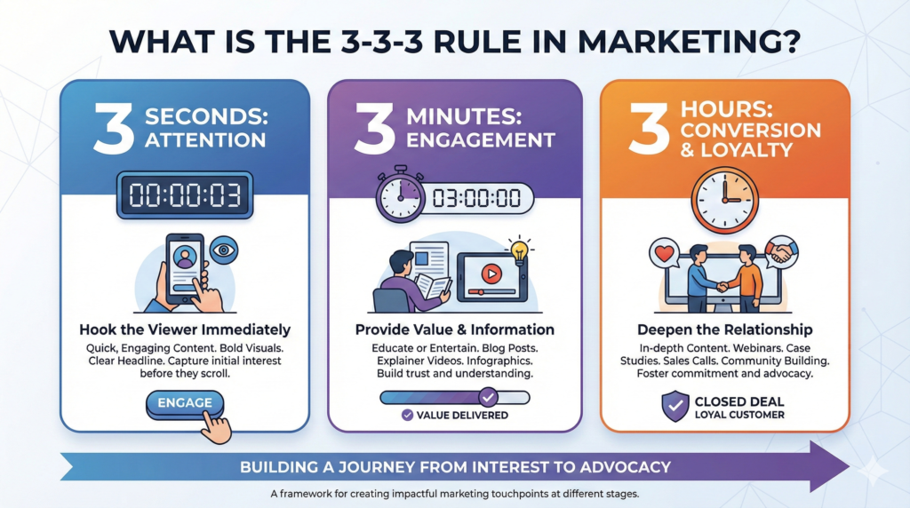 What is the 3 3 3 rule in marketing?